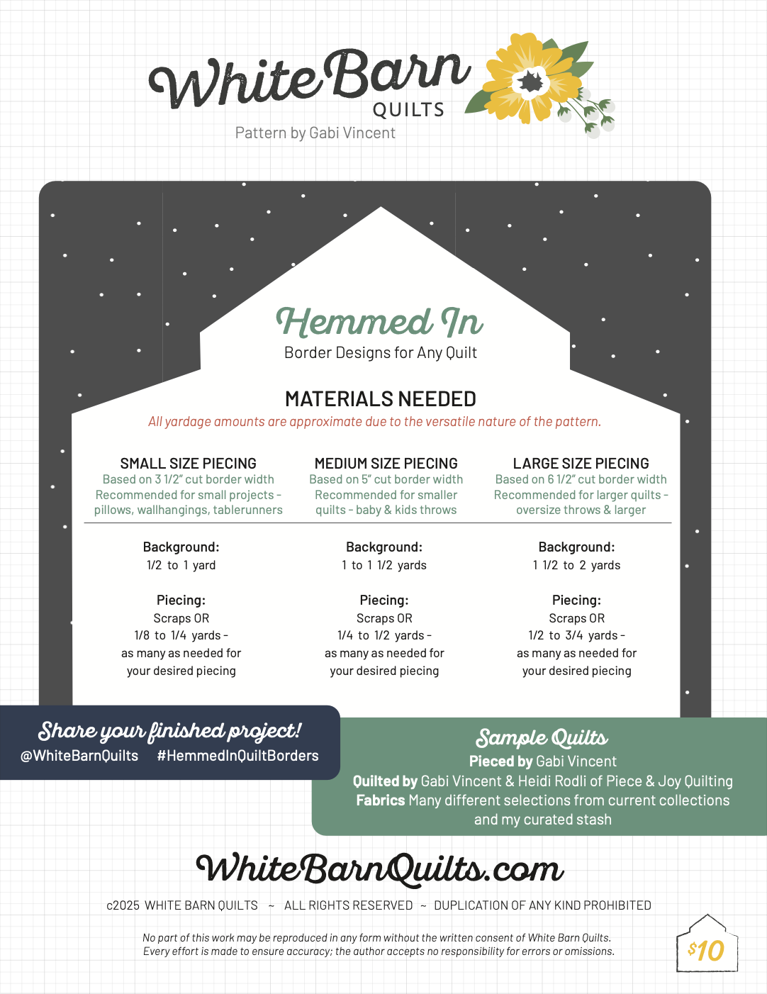 Hemmed In Quilt Borders PDF Pattern – White Barn Quilts